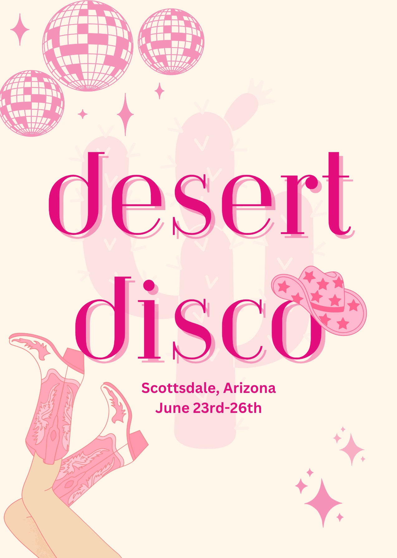 Desert Disco Bachelorette Hen Itinerary Template-editable & Trendy Hen ...