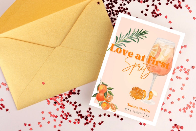 Love at First Spritz Bachelorette Hen Invitation Itinerary Template ...