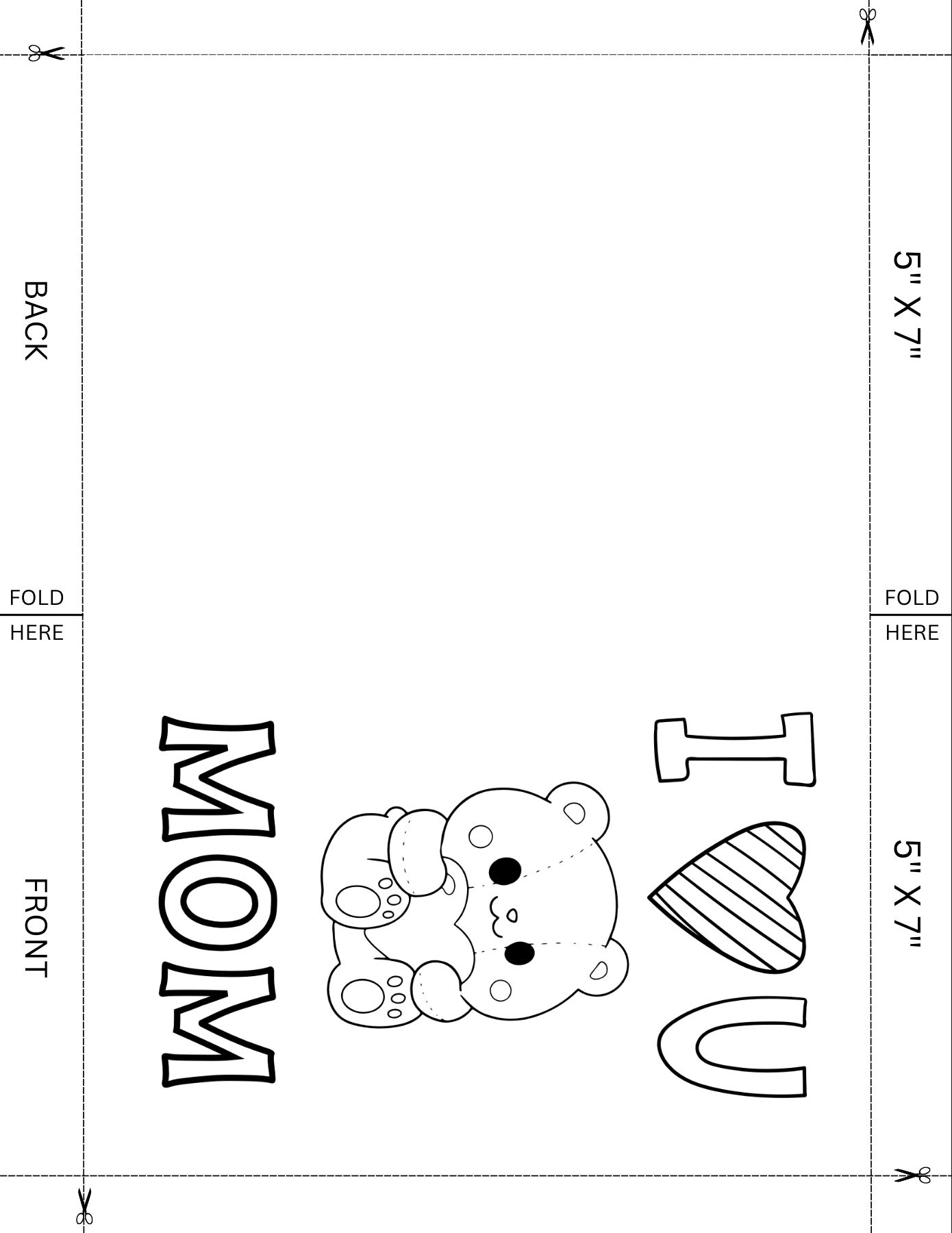 Mother's Day Mom's Birthday Coloring Foldable Card- Kids Colouring Page ...
