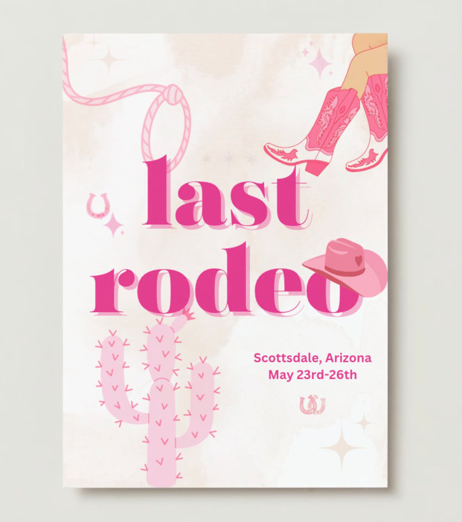 Last Rodeo Bachelorette Hen Invitation Itinerary Template, Customizable ...