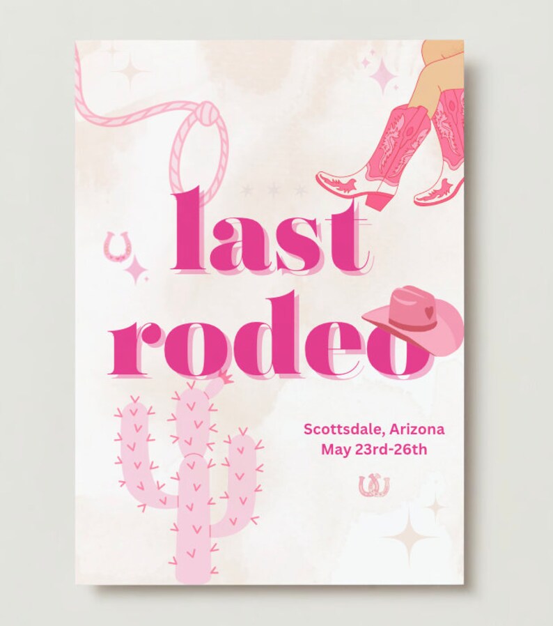 Last Rodeo Bachelorette Hen Invitation Itinerary Template, Customizable ...