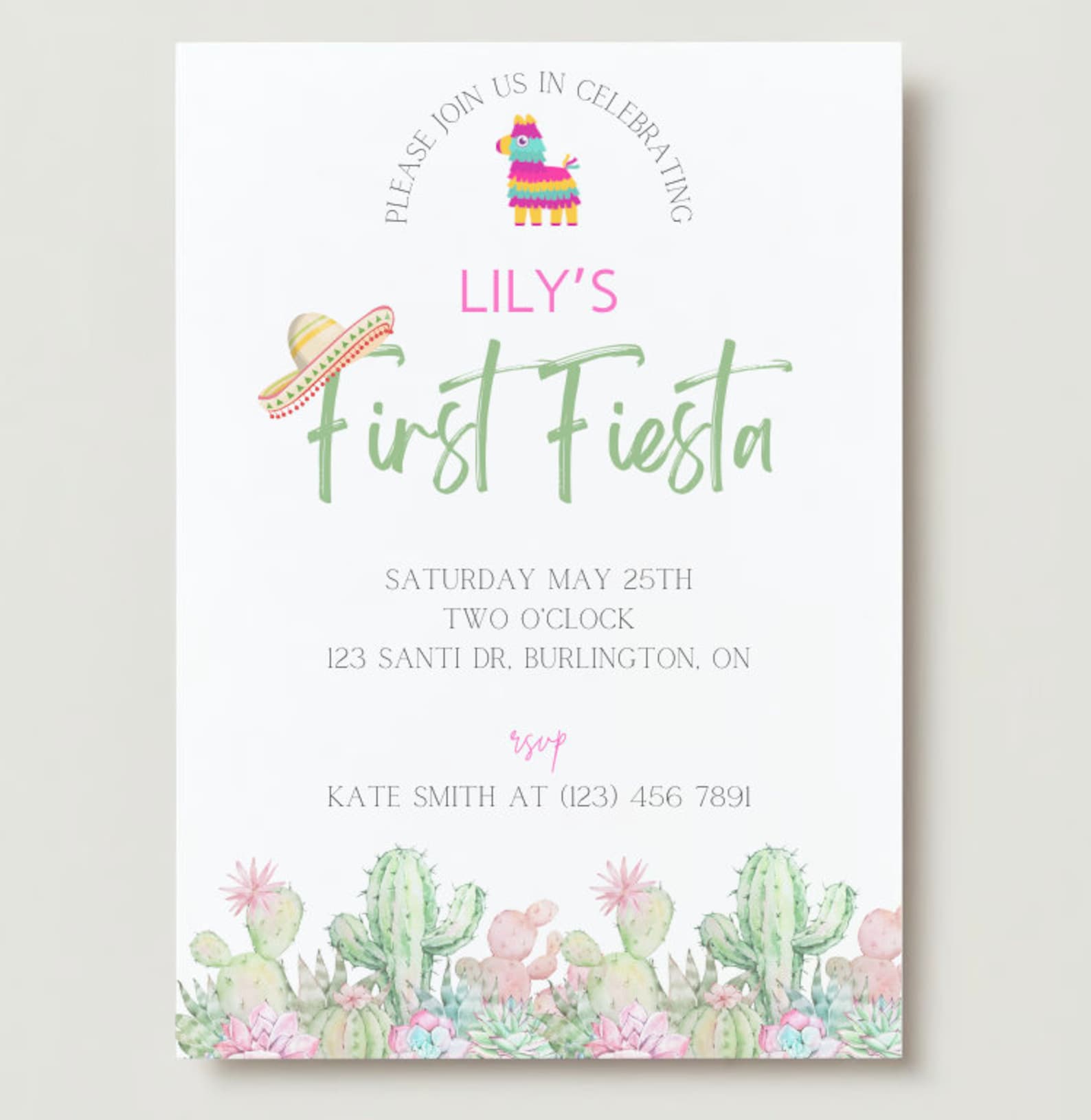 First Fiesta Birthday Invitation Baby's First Fiesta 1st Birthday ...