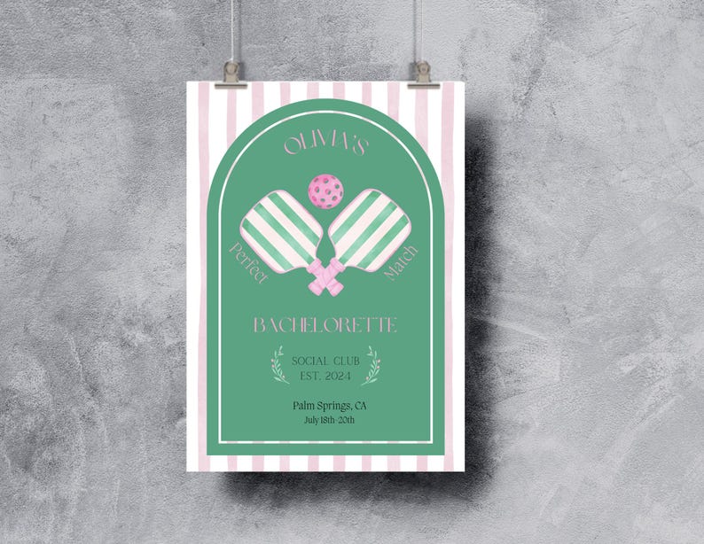 Pickleball Bachelorette Party Invite-the Perfect Match Pickleball ...