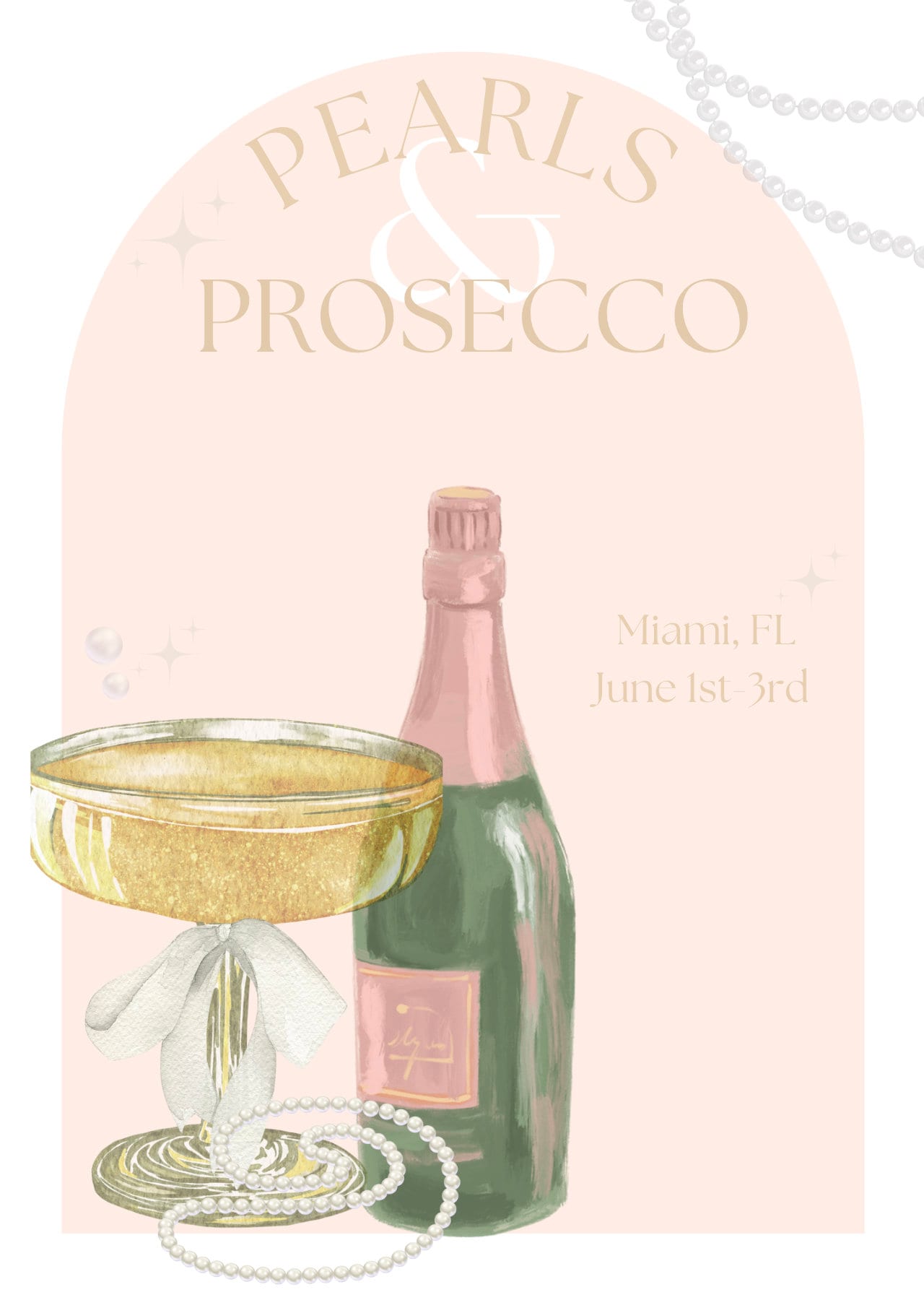 Pearls & Prosecco Bachelorette Hen Theme Invitation Itinerary Template ...