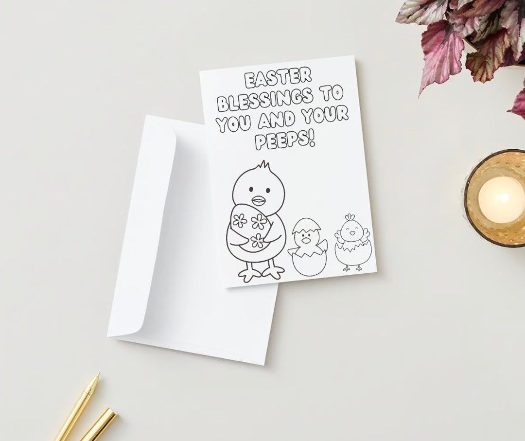 Happy Easter Peeps Coloring Card Page- Peeps Coloring Card for Kids ...