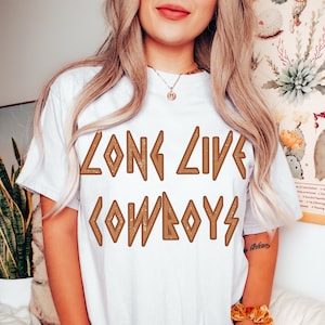 Long Live Cowboys Tee, Cowboy Tee, Rodeo Cowgirl Tee, Boho Tee, Vintage ...