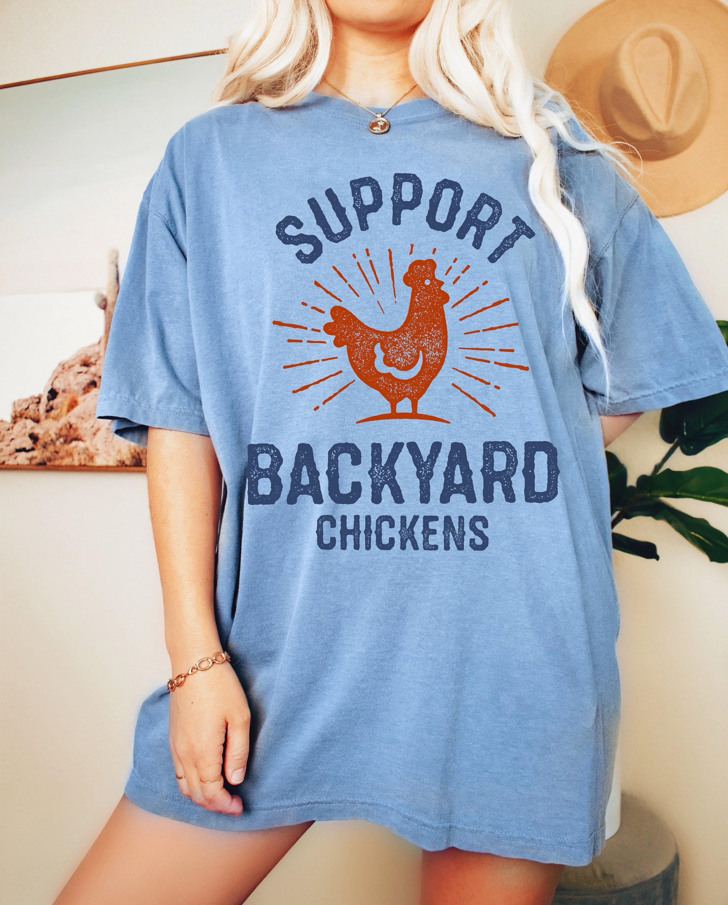 Support Backyard Chickens Tee, Vintage Inspired Cotton T-shirt, Unisex ...