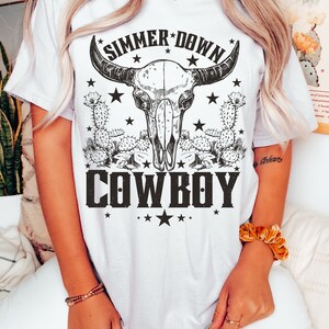 Simmer Down Cowboy Tee, Cowboy Graphic Tee, Vintage Inspired Graphic ...