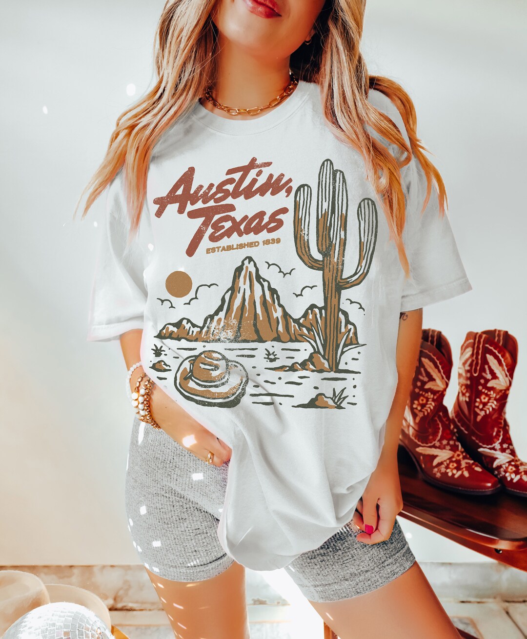 Austin Texas Tee, Austin T-shirt, Texas Vintage Inspired Cotton T-shirt ...