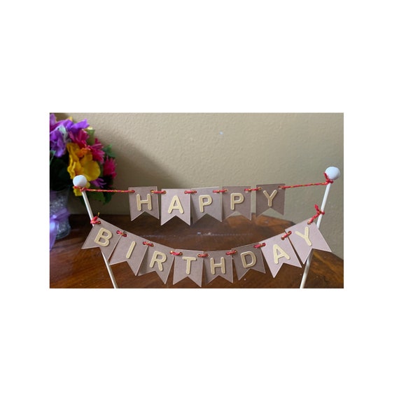Happy Birthday Banner Cake Topper 1pc - Etsy