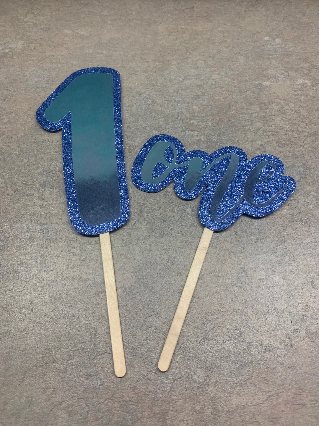 One Cake Topper Blue 2 Pcs - Etsy