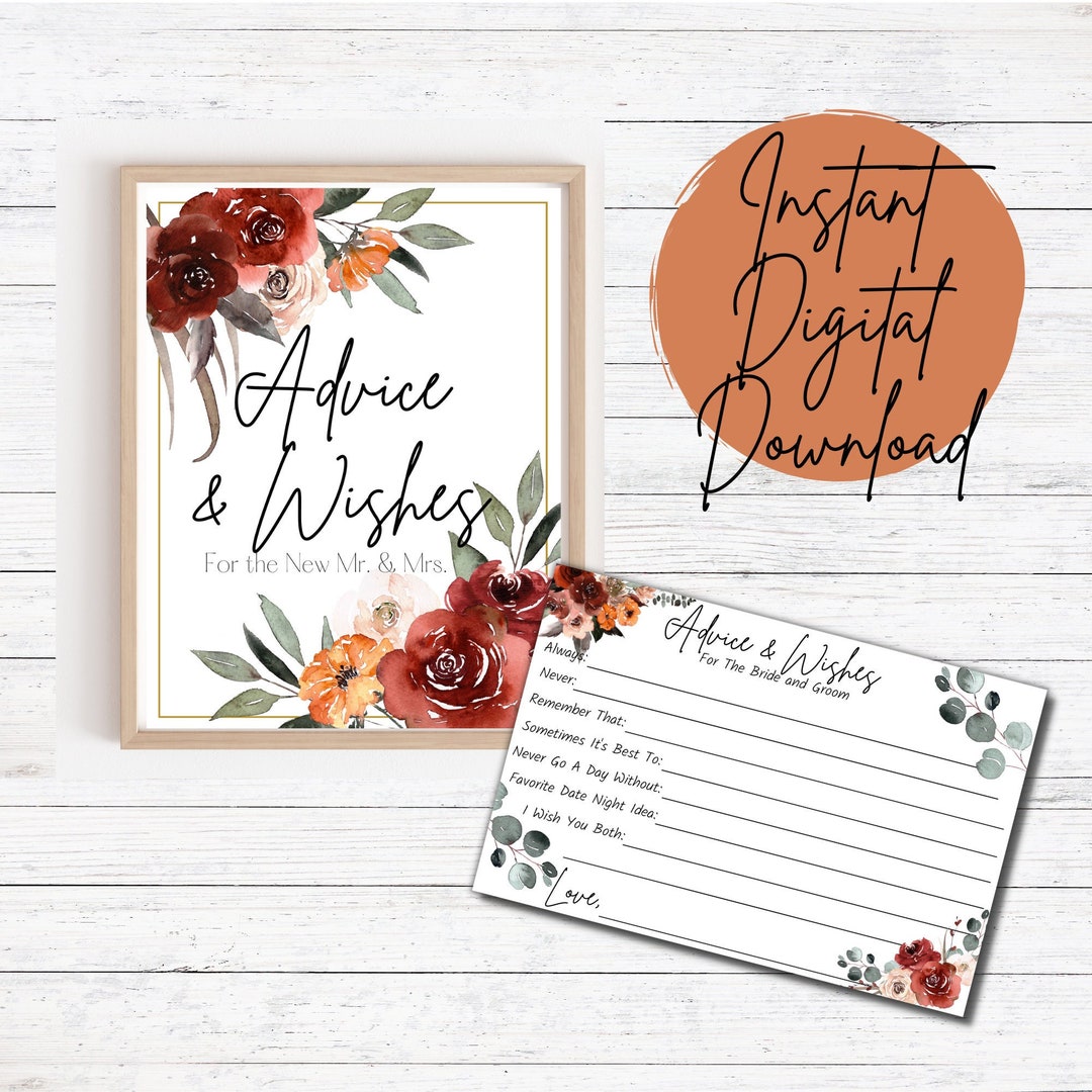 Wedding Advice Cards Marriage Advice Cards Fall Wedding - Etsy