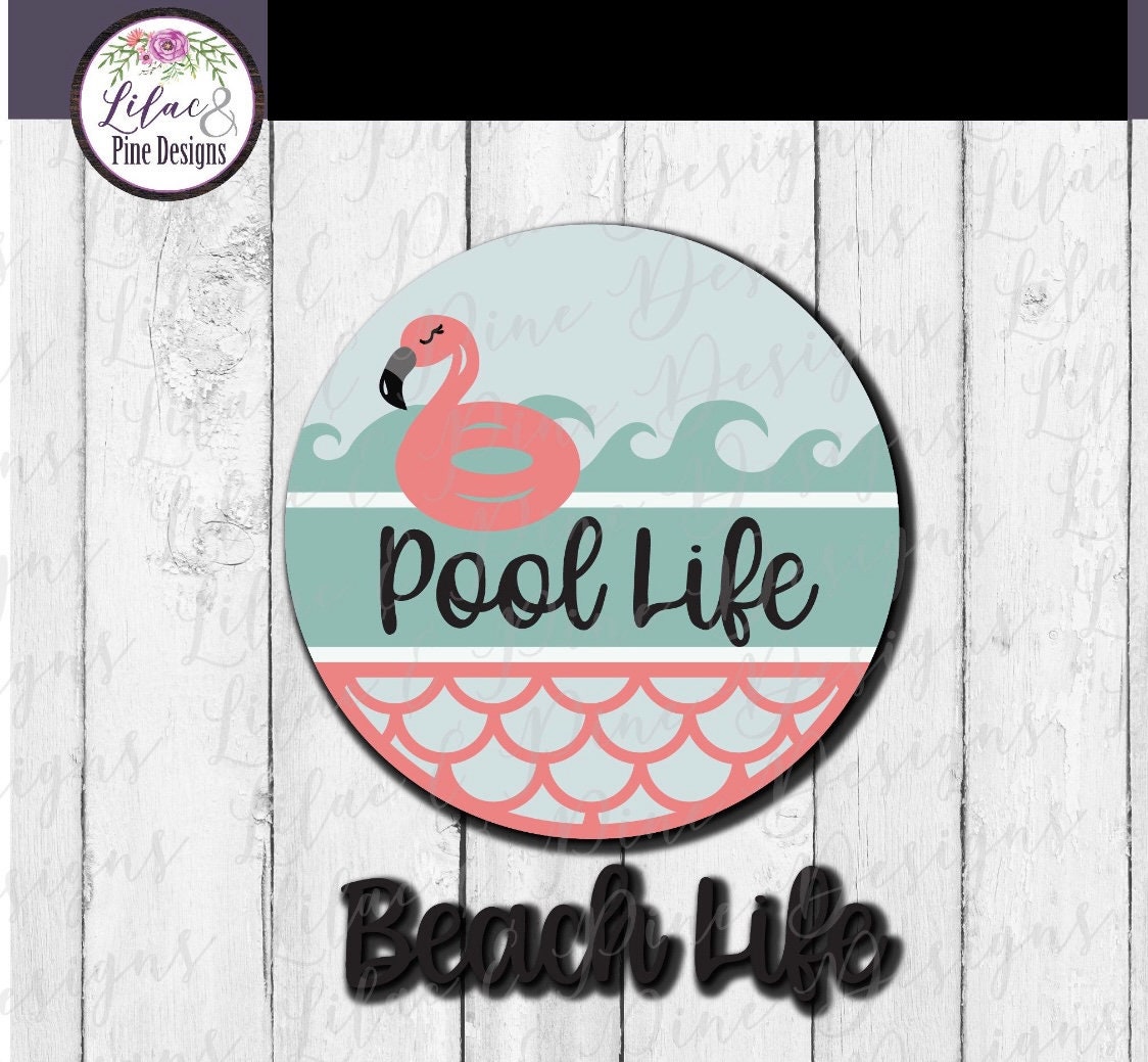 Beach Life Pool Life Flamingo Doorhanger Sign-diy Unfinished - Etsy