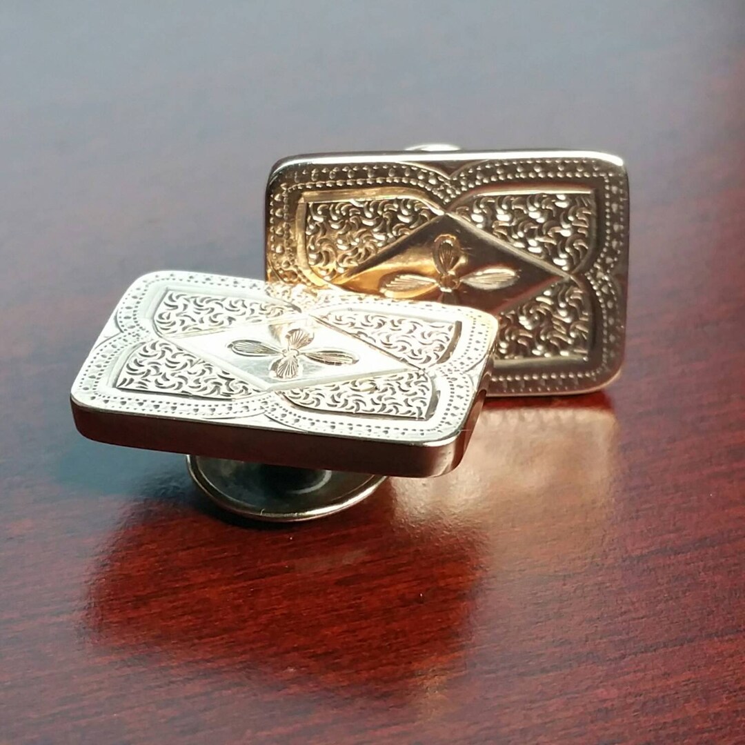 Antique Victorian Cufflinks, Late 1800's Cuff Buttons, Golden Stud Cuff ...