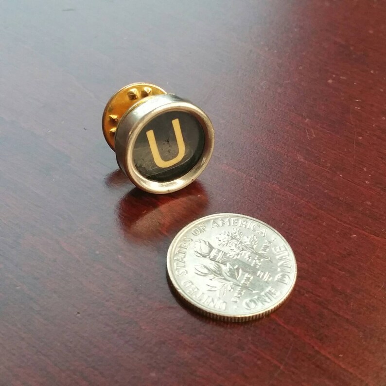 Vintage Letter U Tie Pin, Typewriter Key Pin, Initial U Tie Accessory ...