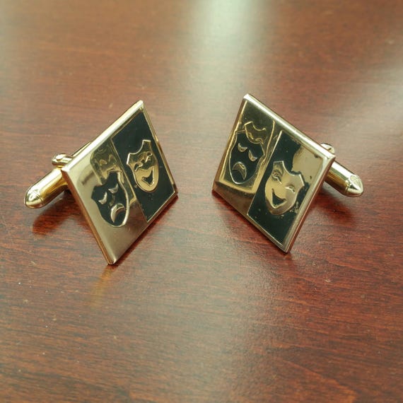 Vintage Comedy Tragedy Mask Cufflinks, 1960's Swank, … - Gem
