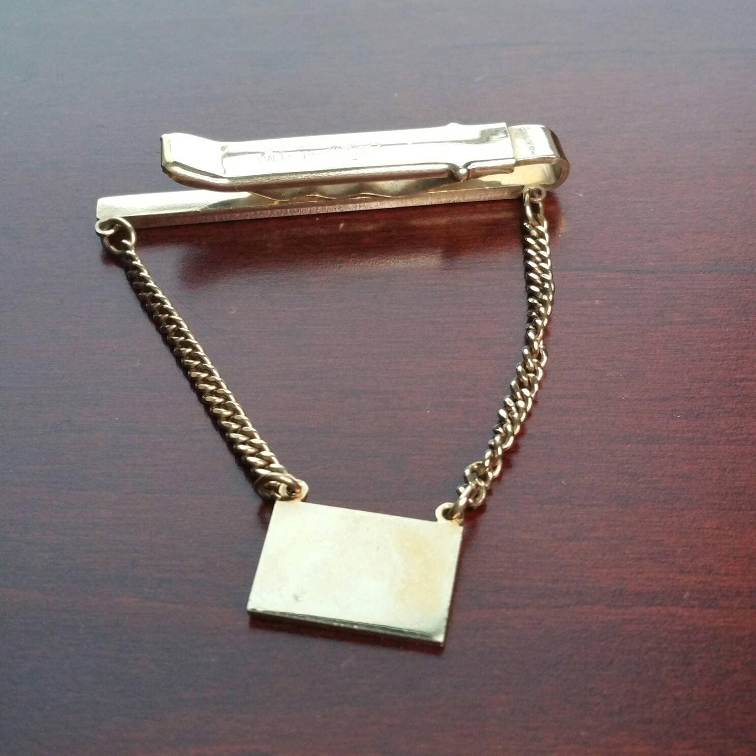 Vintage Tie Chain, 12k Gold Filled Tie Chain With Pendant, Mid Century ...