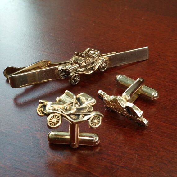 Vintage Classic Car Cufflinks & Tie Clip, Ford Model … - Gem
