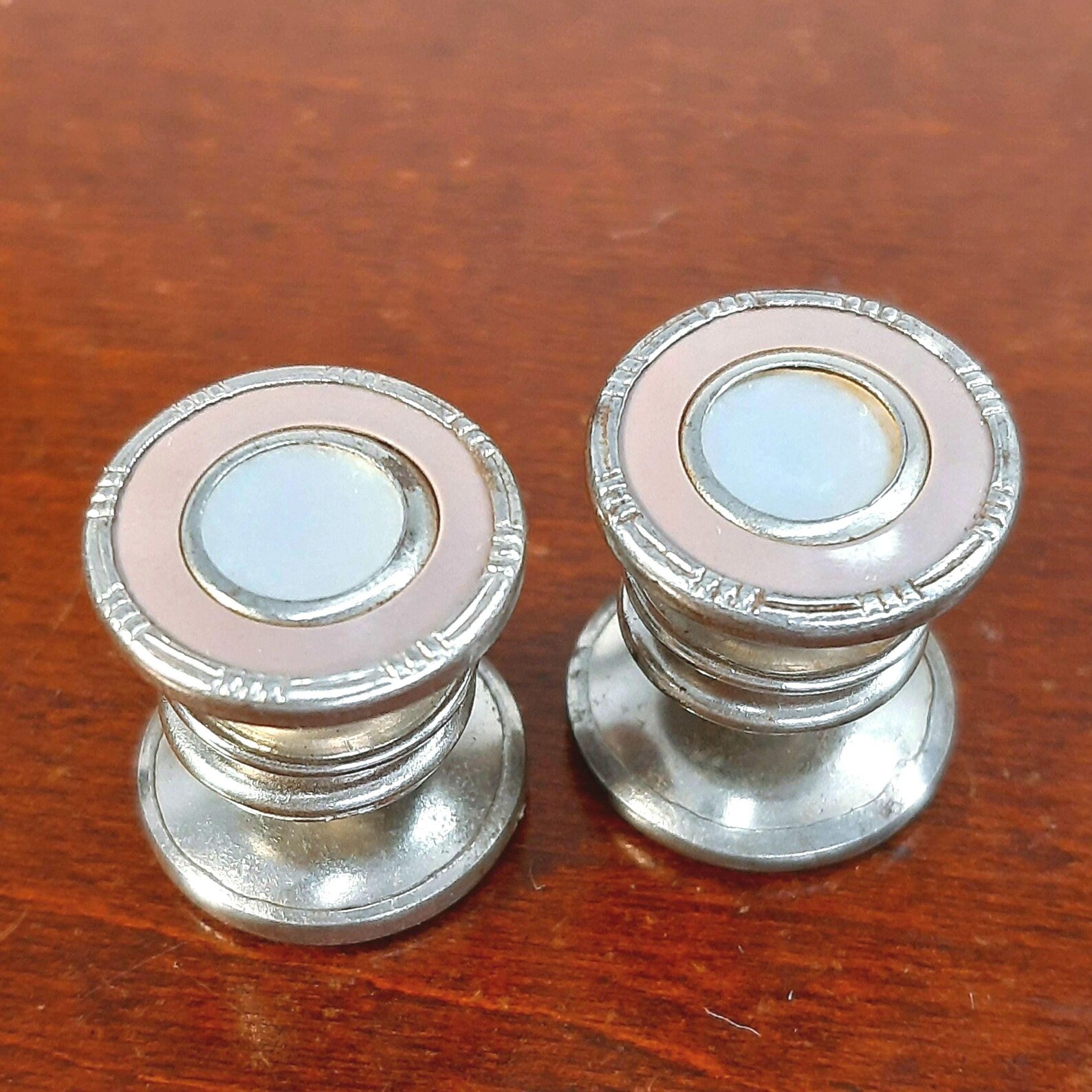Antique Snap Cufflinks, 1920's Taupe Celluloid and Mother of Pearl ...