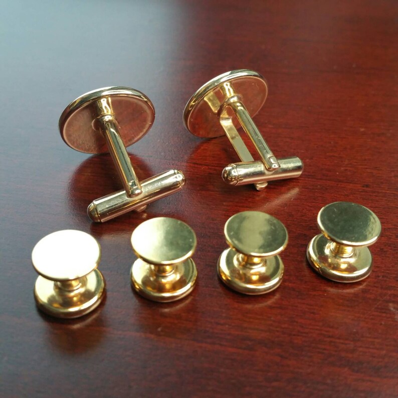 Red Tuxedo Cufflinks and Studs 6 Piece Set Formal Gold and - Etsy