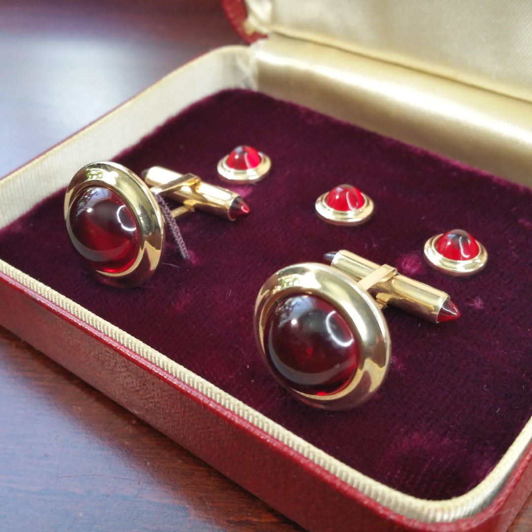 Vintage Tuxedo Cufflinks & Studs 5 Piece Set, 1930's Krementz 14K Gold ...
