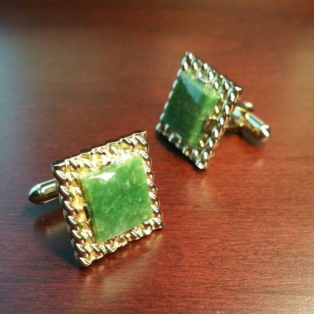 Vintage Jade Cufflinks 1950's Swank Pentagon S Square - Etsy