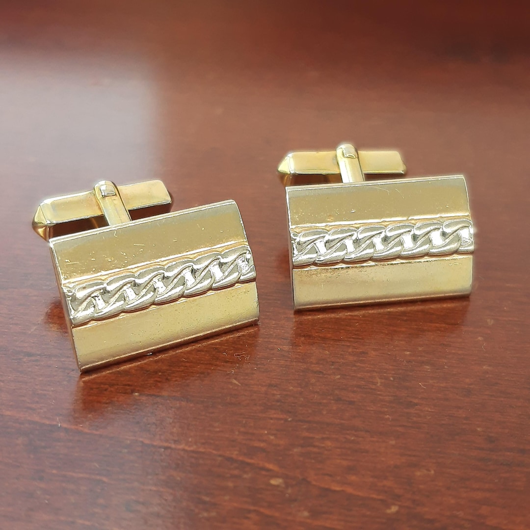 Vintage Cufflinks, Early 1960's Swank Dual Tone Gold Bar With Silver ...