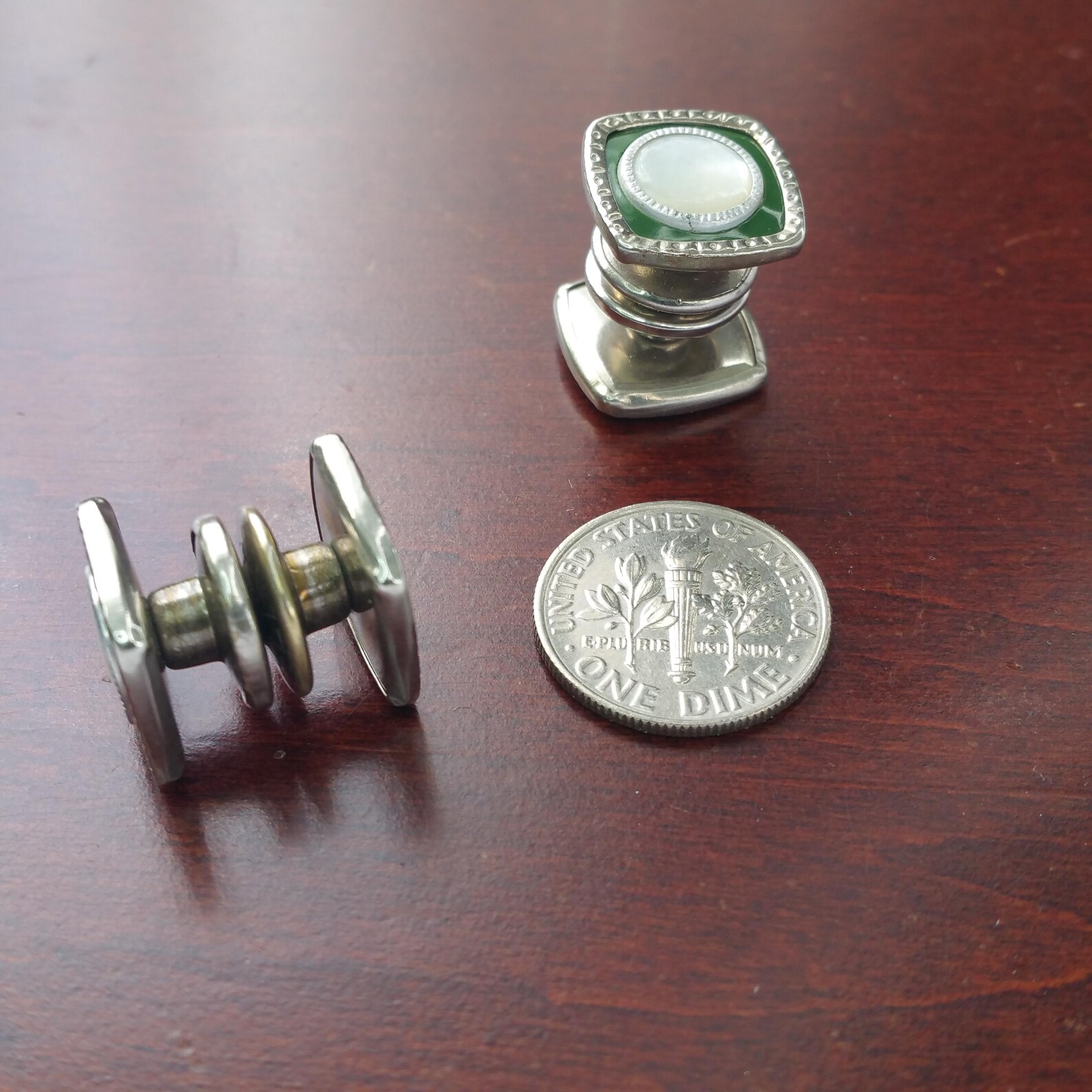 Vintage Snap Cufflinks, 1920's Antique Mother of Pearl Snap Link, Green ...