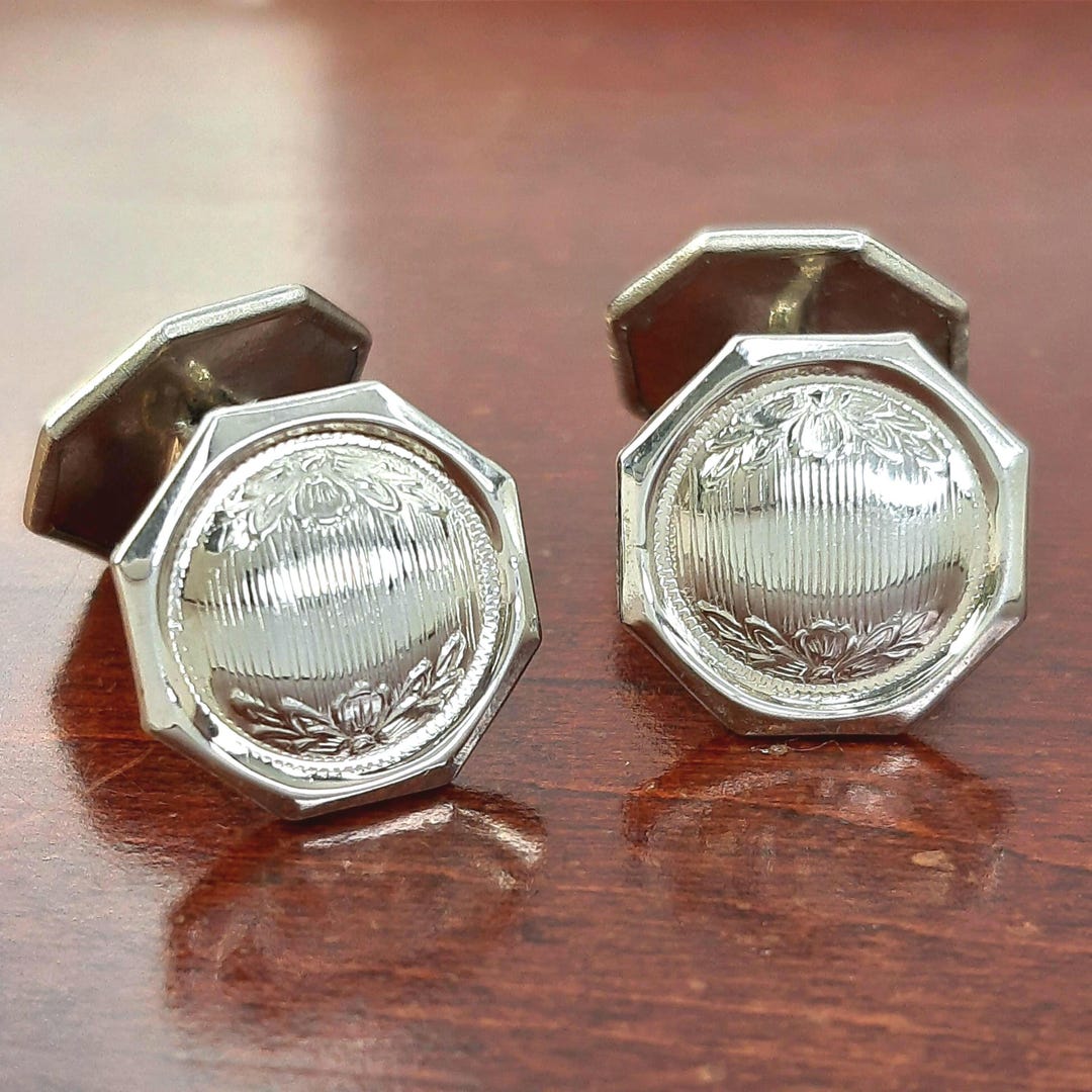Vintage Art Deco Cufflinks, 1930s Silver Tone Lever Back Cuff Links ...