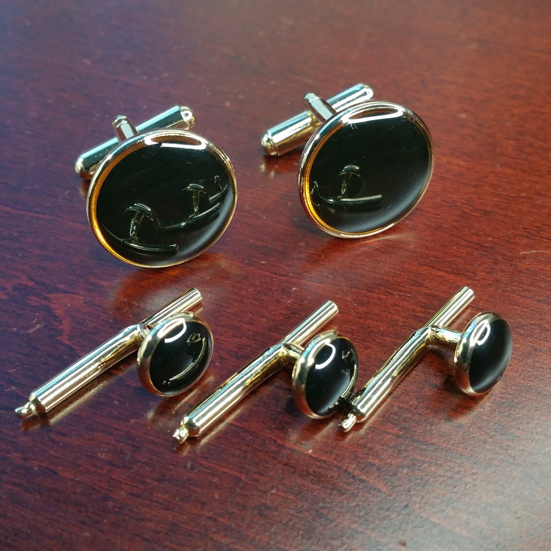 Vintage Tuxedo Cufflinks & Studs, 5 Piece Formalwear Tux Accessory ...