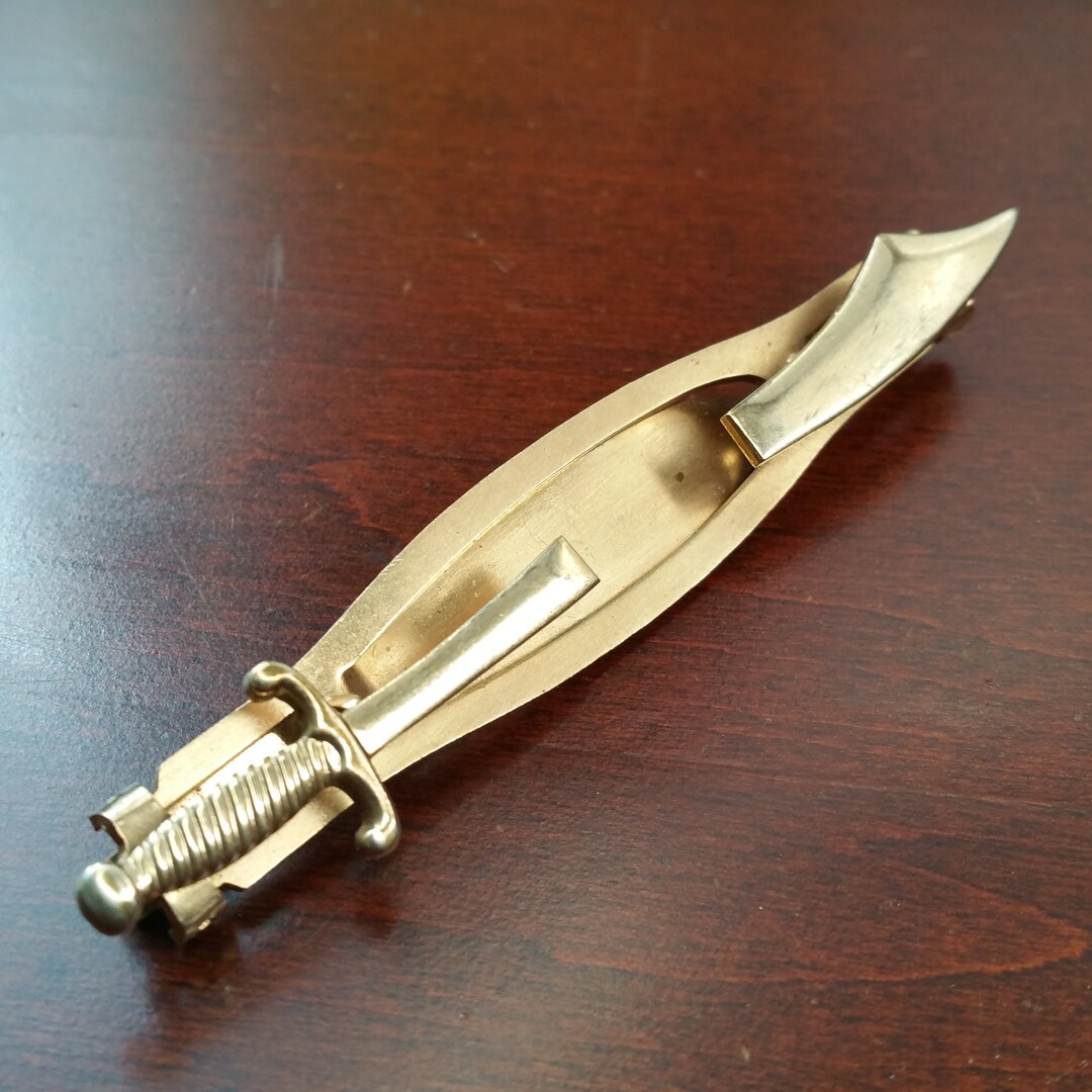 Vintage Sword Tie Bar 1950's Cutlass Tie Clip Gold Tone - Etsy