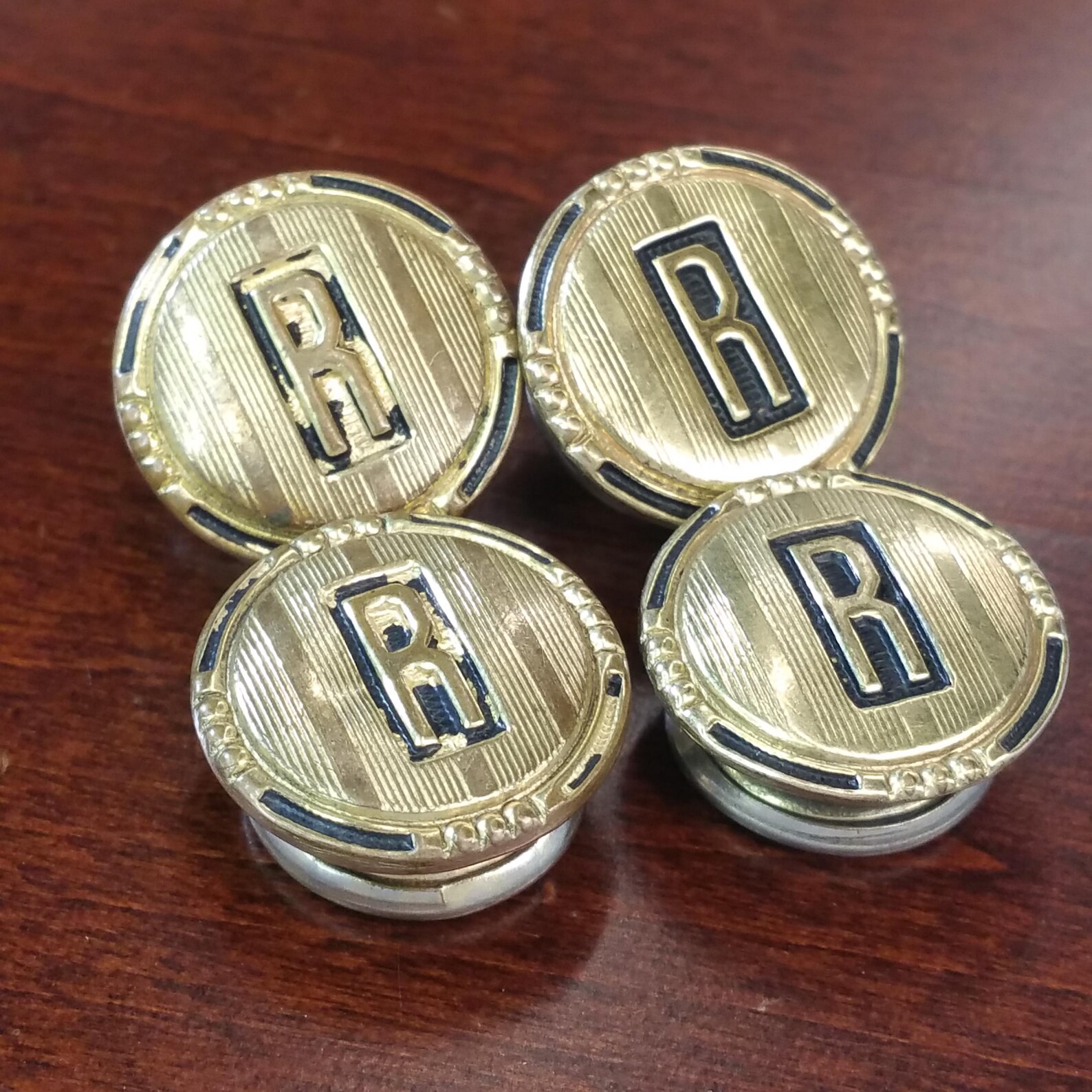 Vintage Snap Cufflinks, 1920's Art Deco Letter "r" Monogram Snap Links ...