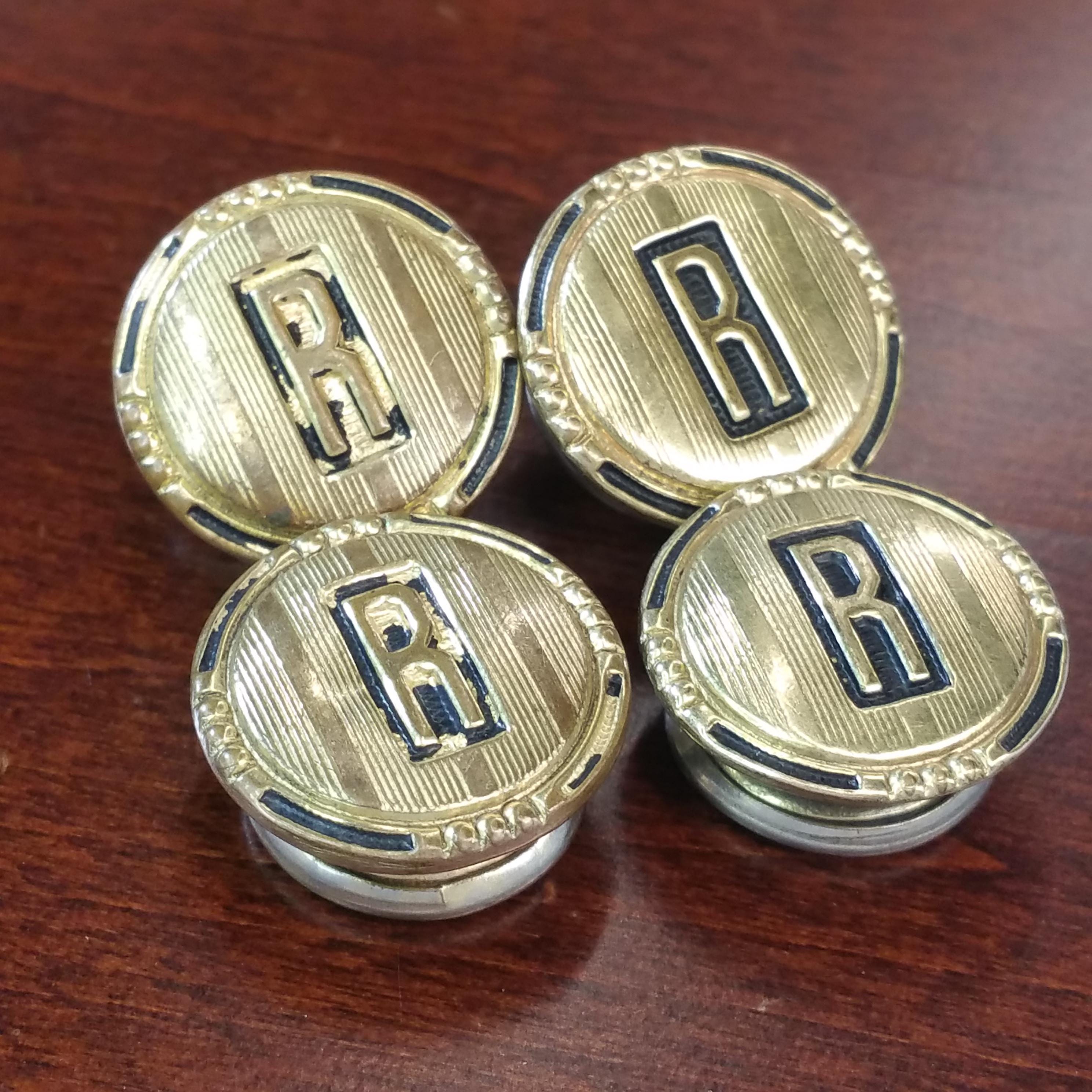 Vintage Snap Cufflinks, 1920's Art Deco Letter "r" Monogram Snap Links ...