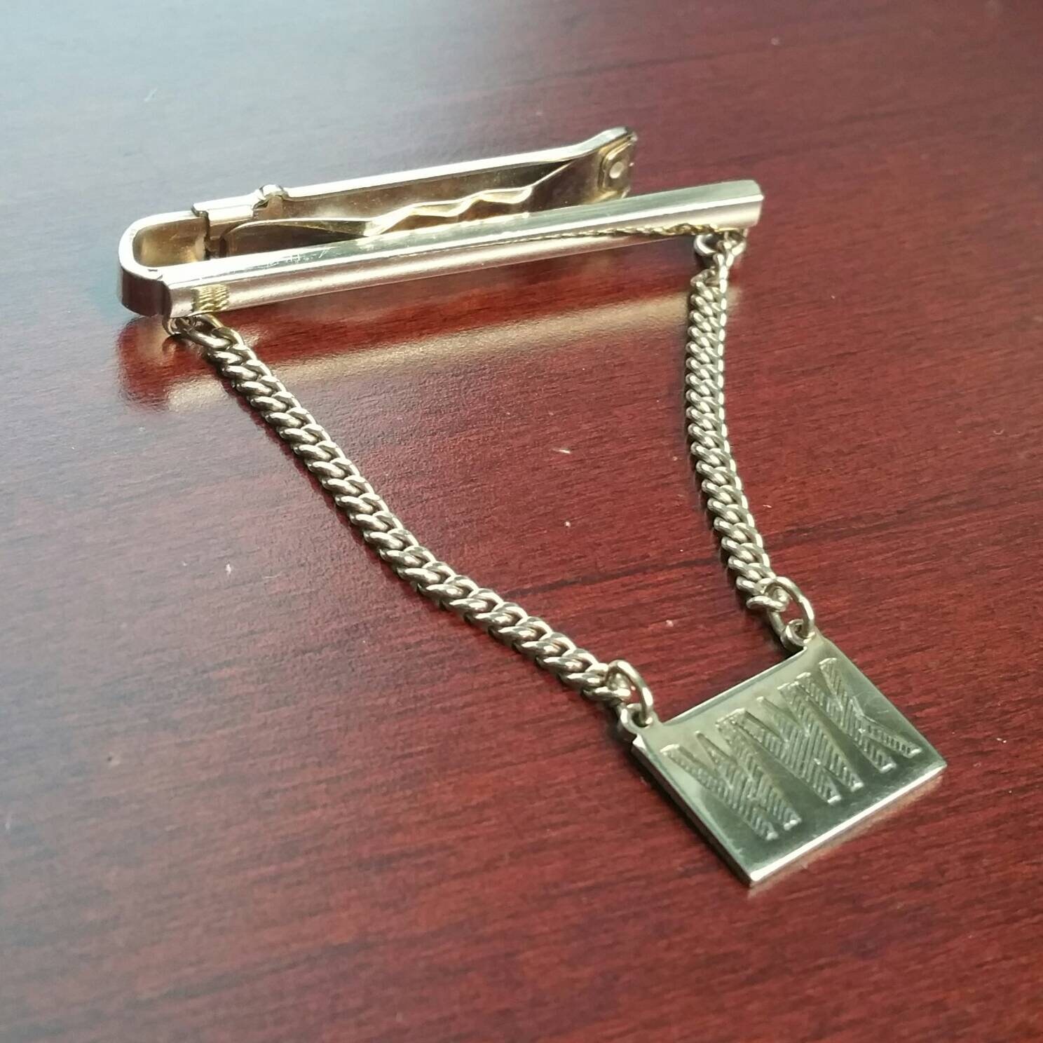 Vintage Tie Chain, 12k Gold Filled Tie Chain With Pendant, Mid Century ...