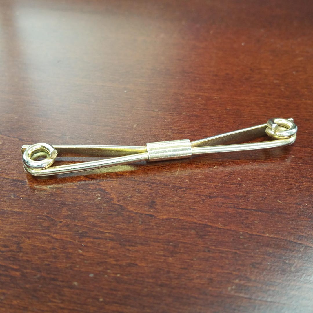 Vintage Collar Clasp, 2.4" Mid Century Gold Collar Stay, Spiral End ...