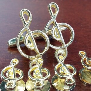 Vintage Music Note Tuxedo Cufflinks & Studs, 6 Piece Treble Clef ...