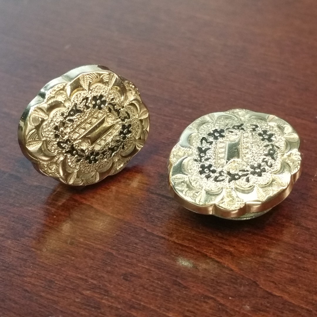 1880's Victorian Cufflinks, Antique Taille D'epargne Enamel & 14K ...