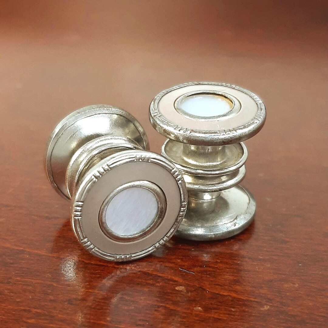 Antique Snap Cufflinks, 1920's Taupe Celluloid and Mother of Pearl ...