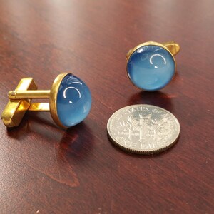Vintage Blue Glass Cufflinks, 1930's Swank Early Mid Century Cuff Link ...