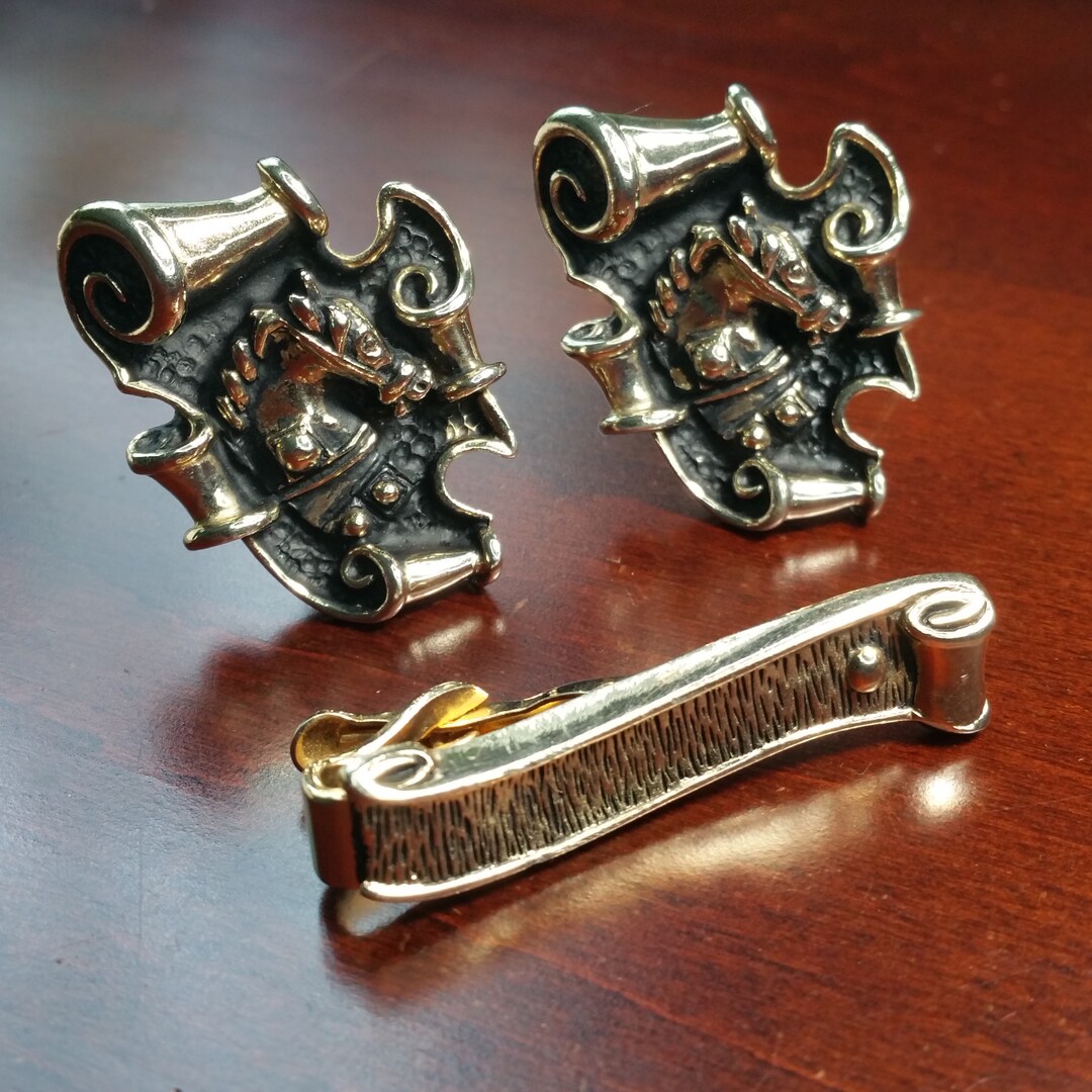 Large Vintage Cufflinks, Rare Swank Dark Knight Horse Head & Collector ...