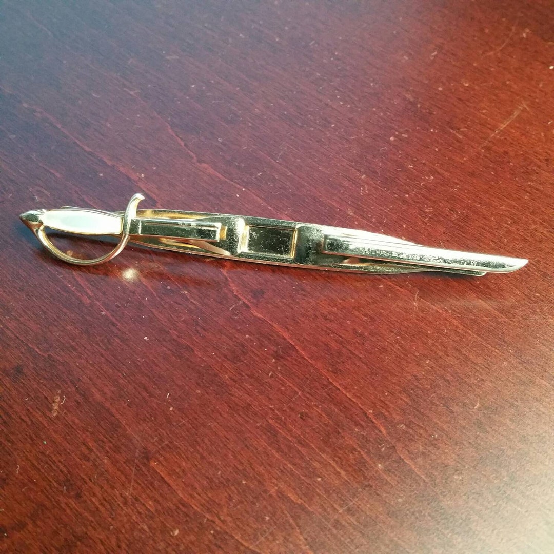 Vintage Sword Tie Bar, 1940's Swank Brass Saber Tie Clip, Mother of ...