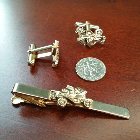 Vintage Classic Car Cufflinks & Tie Clip, Ford Model … - Gem