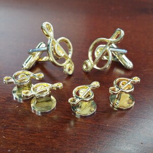 Vintage Music Note Tuxedo Cufflinks & Studs, 6 Piece Treble Clef ...