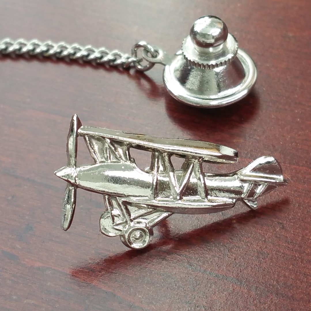 Vintage Plane Tie Tack, Airplane Tie Pin, Silver Tone Plane Tie ...