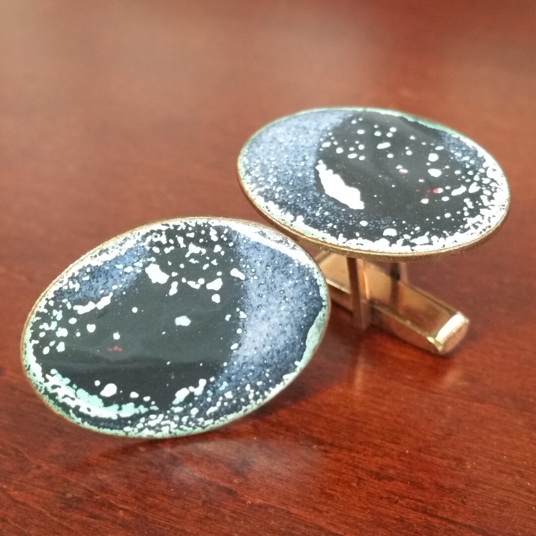 Vintage Copper Enamel Cufflinks, Large Mid Century Modern Art Style ...