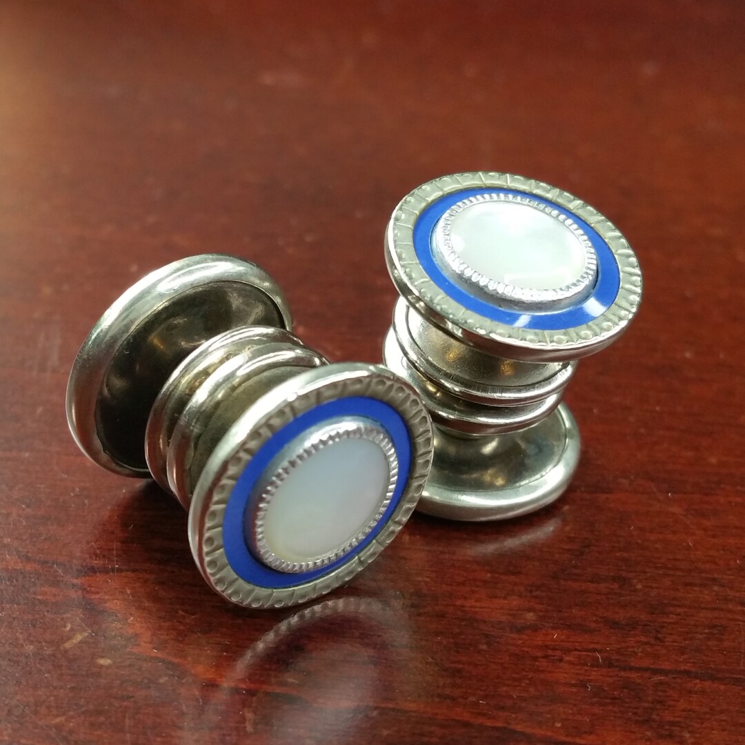Vintage Cufflinks, 1930's Snap Links Cuff Buttons, Silver Tone, Mother ...
