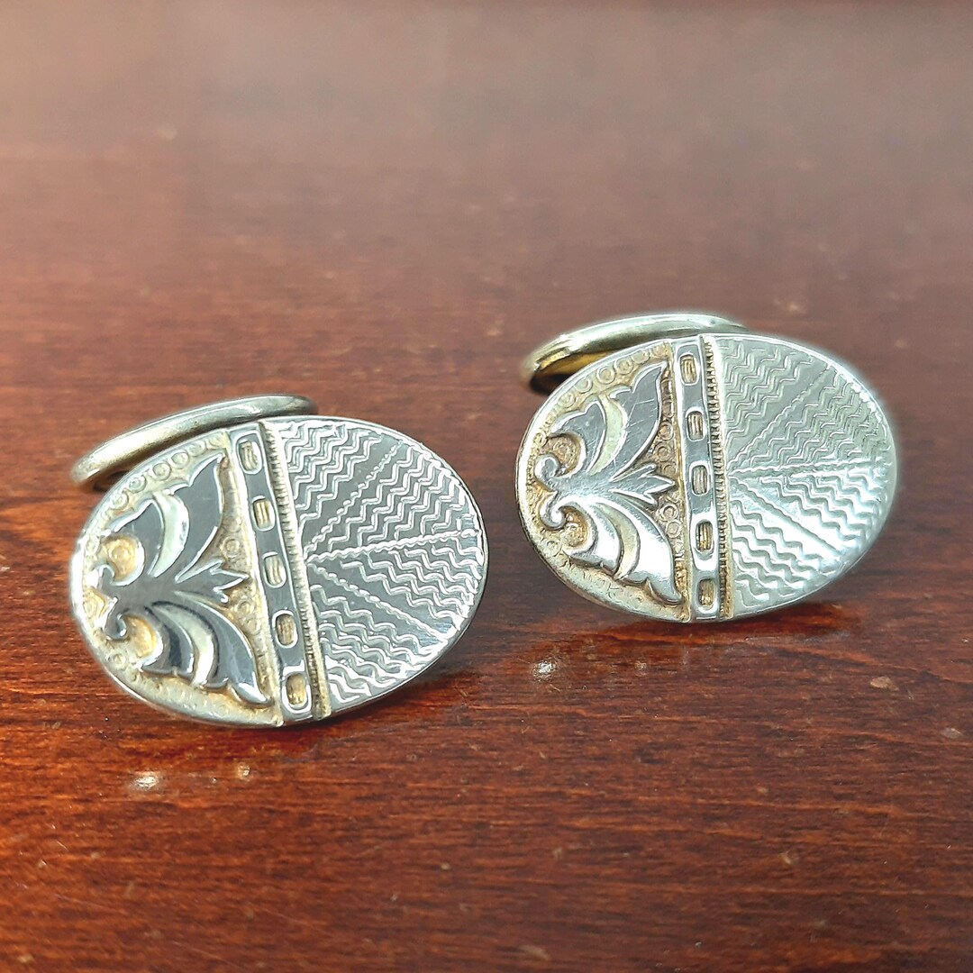 Vintage Art Deco Cufflinks, 1930s Heraldic Fleur De Lis Design, Silver ...