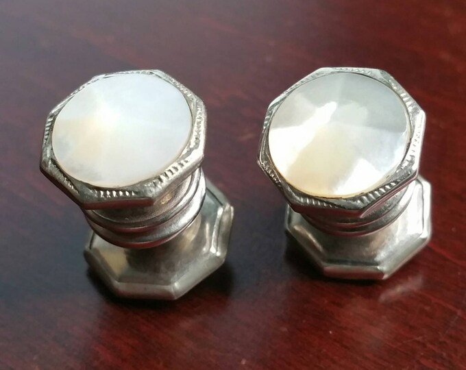 Antique Snap Cufflinks, 1920's Snap Links, Carved Mother of Pearl ...