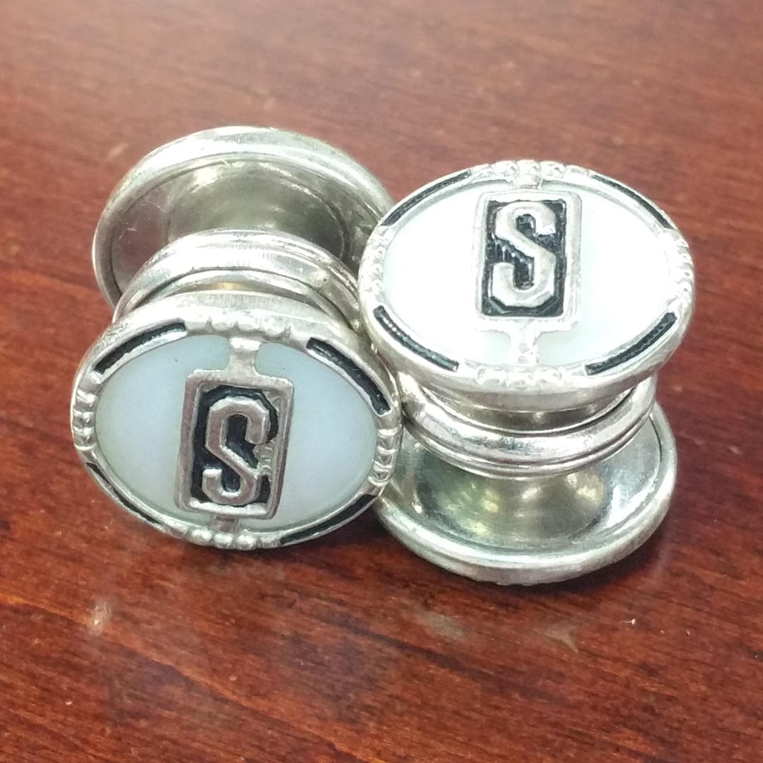 Vintage Snap Cufflinks, 1920's Art Deco Letter s Monogram Cufflinks ...