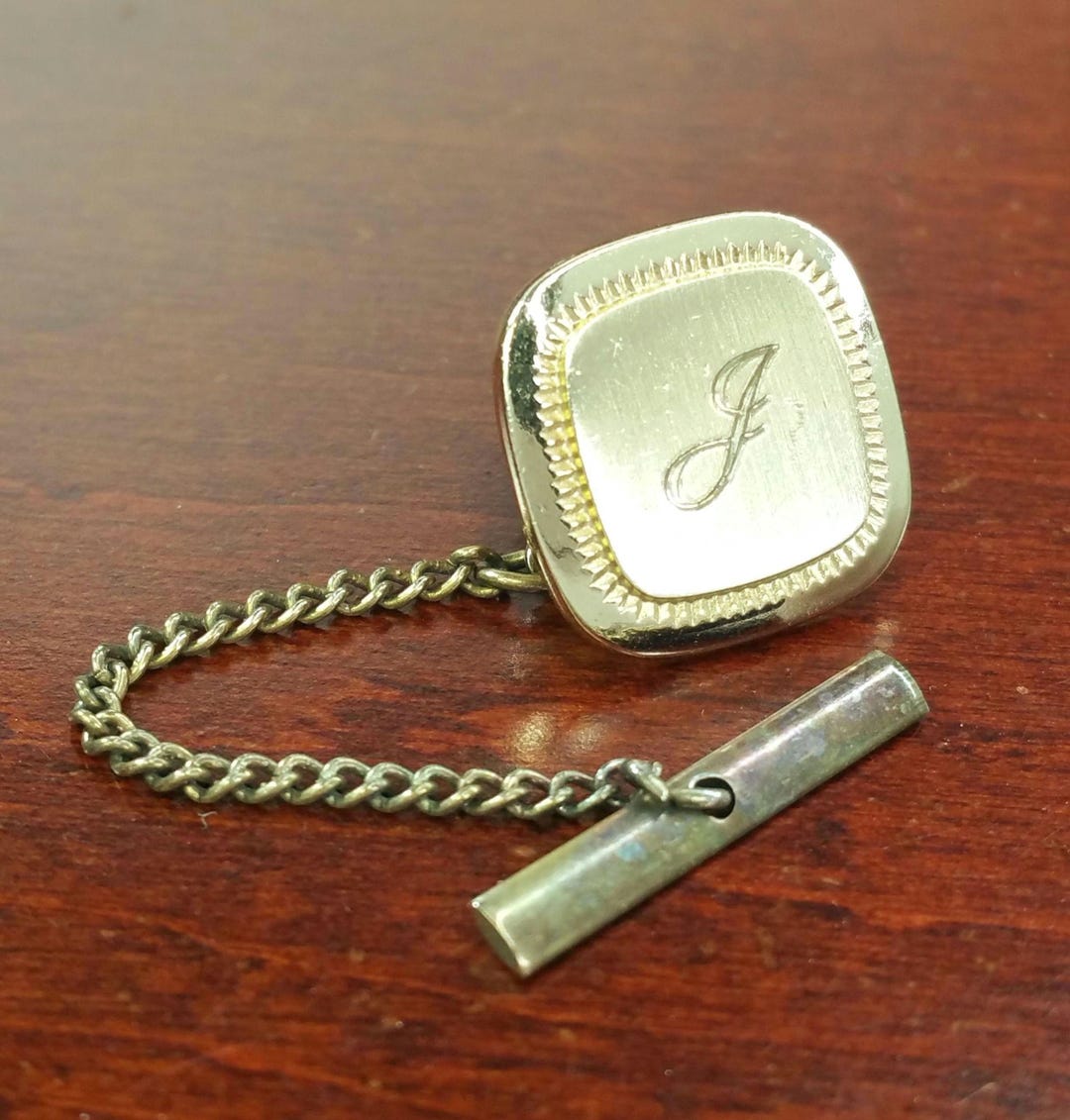 Vintage Letter J Tie Tack, 1950's Tie Accessory, Script Engraved ...